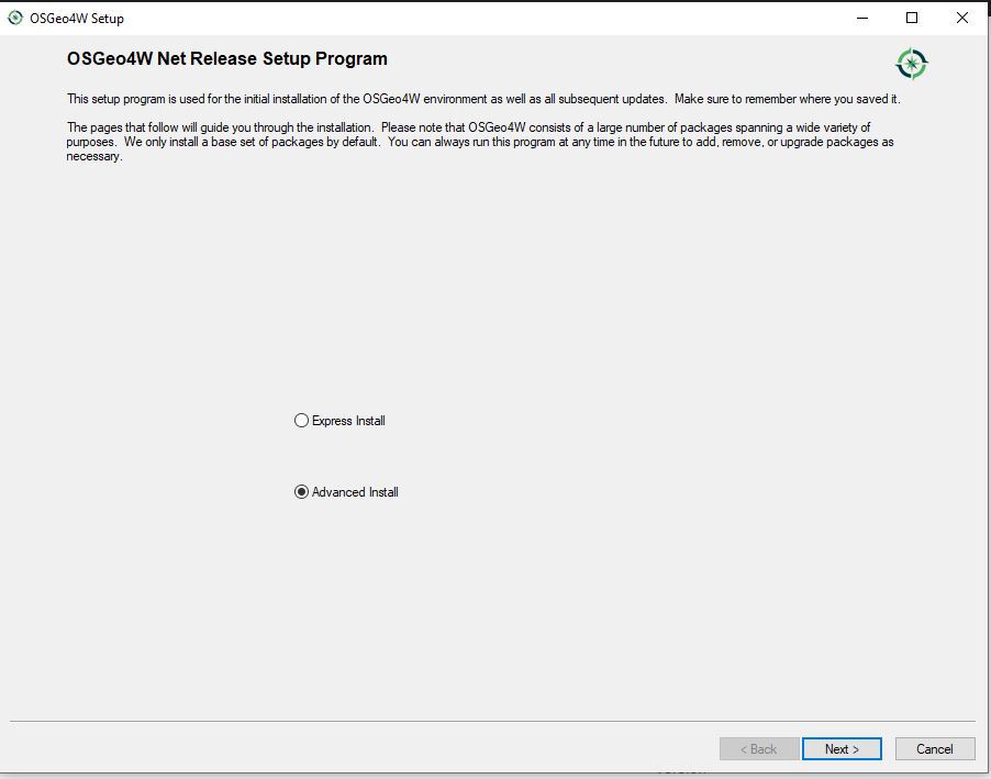 osgeo4w setup page 1